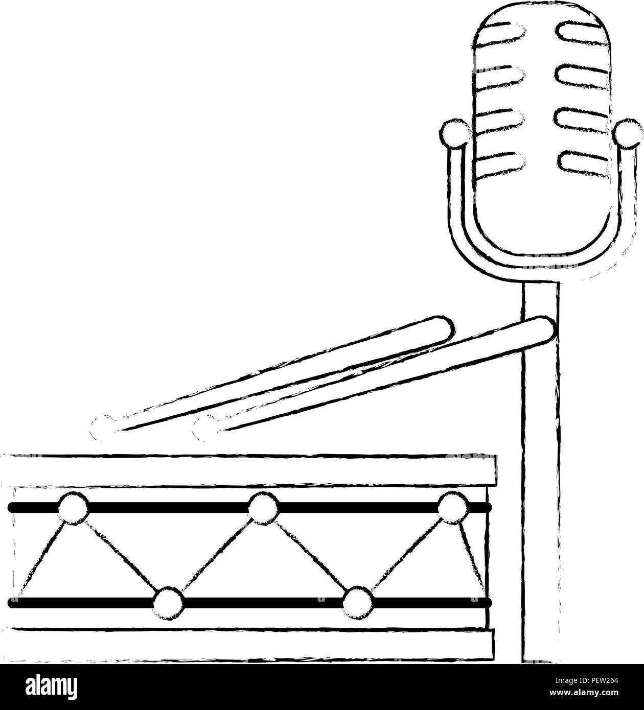 drum instrument with microphone vector illustration design Stock Vector ...