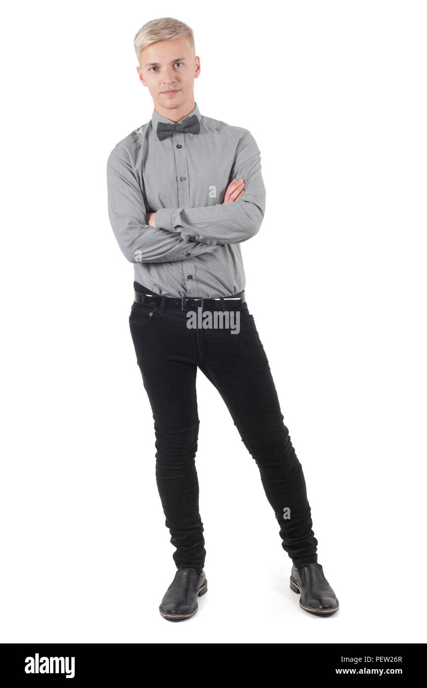 Male standing with crossed arms Stock Photo - Alamy