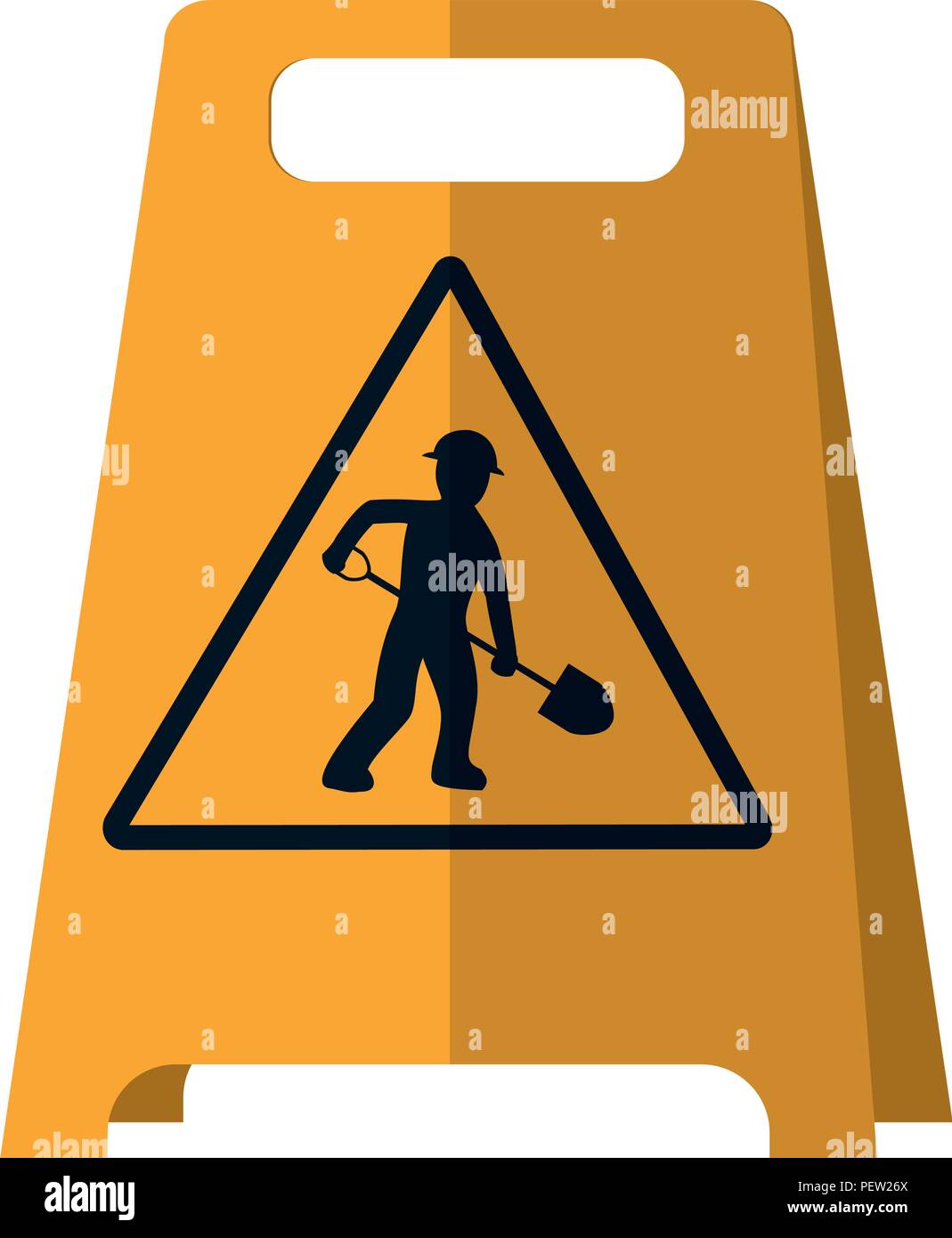 plastic caution emblem and laborer with shovel Stock Vector Image & Art ...