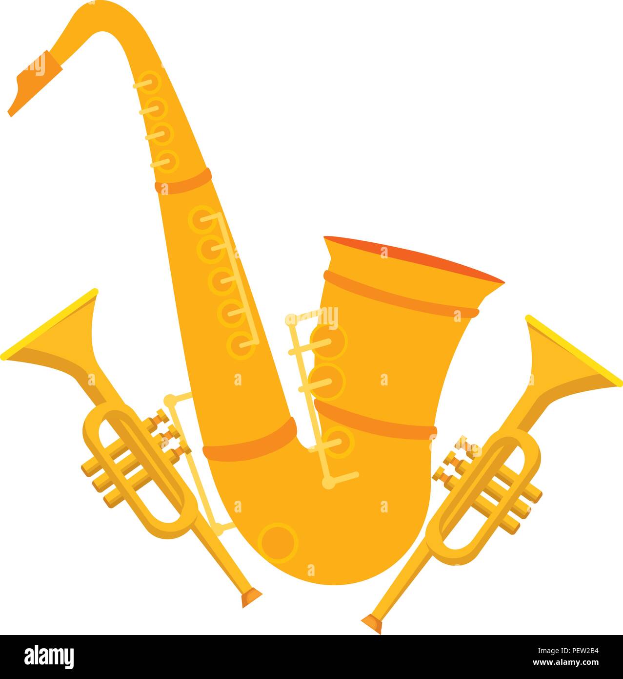 saxophone and trumpets musical instruments vector illustration design ...
