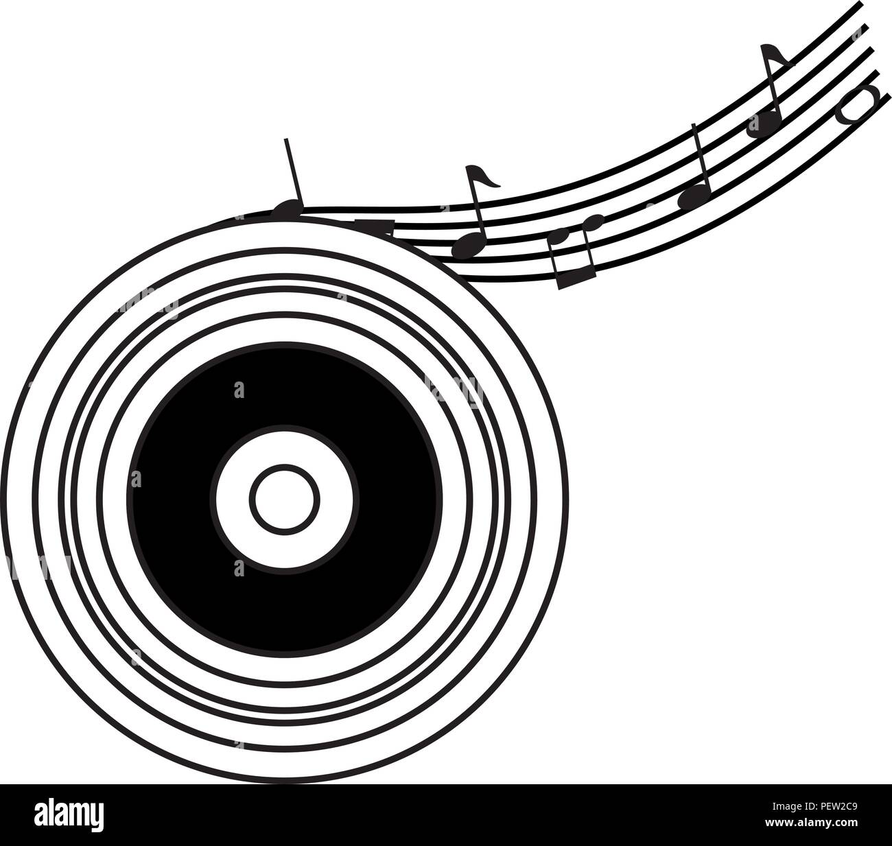 musical partiture notes with vinyl vector illustration design Stock ...