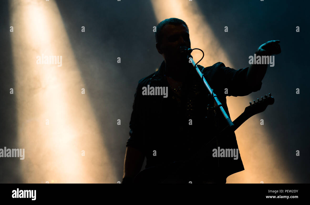 Rock singer on a stage singing rock song Stock Photo - Alamy