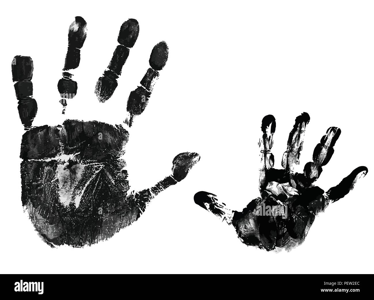 Mother and child handprints over white background, vector illustration ...