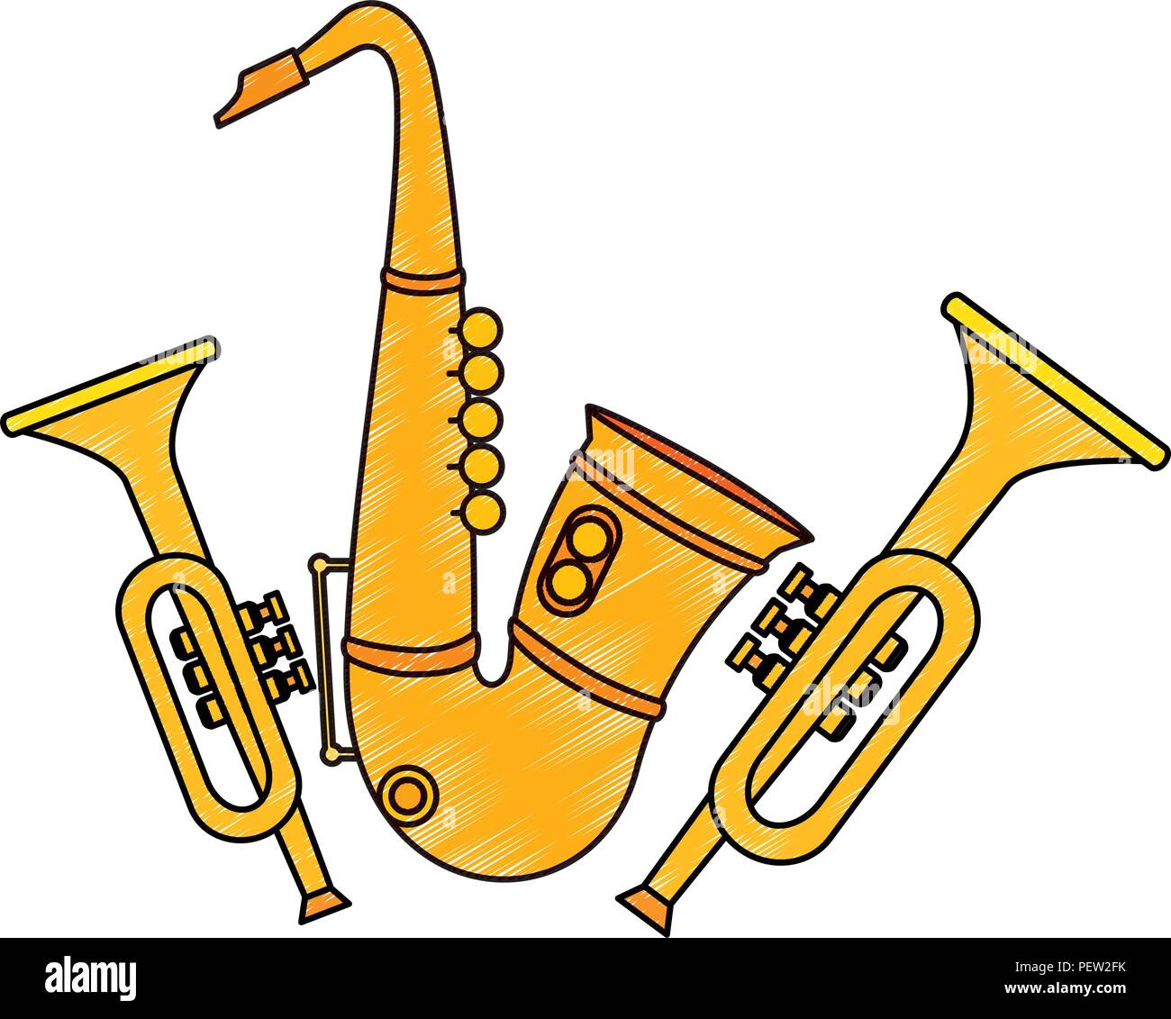 saxophone and trumpets musical instruments vector illustration design ...