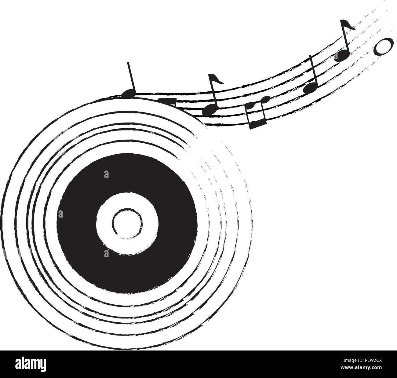 musical partiture notes with vinyl vector illustration design Stock ...