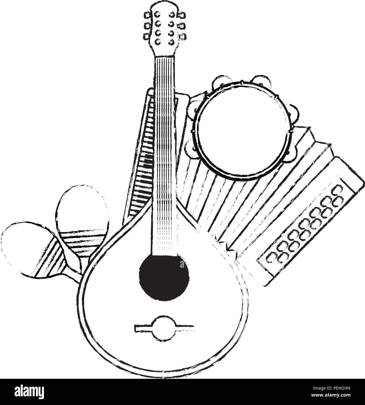 fado guitar with musical instruments vector illustration design Stock ...
