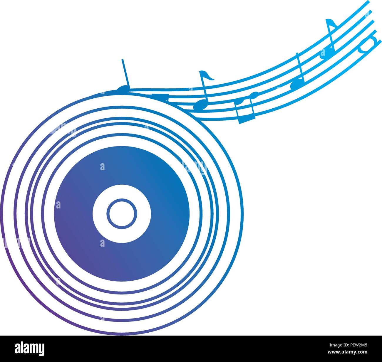 musical partiture notes with vinyl vector illustration design Stock ...