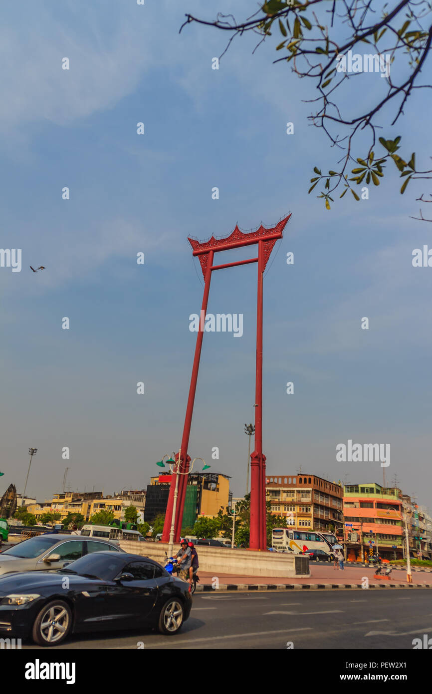 Red giant swing or Sao Ching Cha with the crowd of pigeon, one of the ...