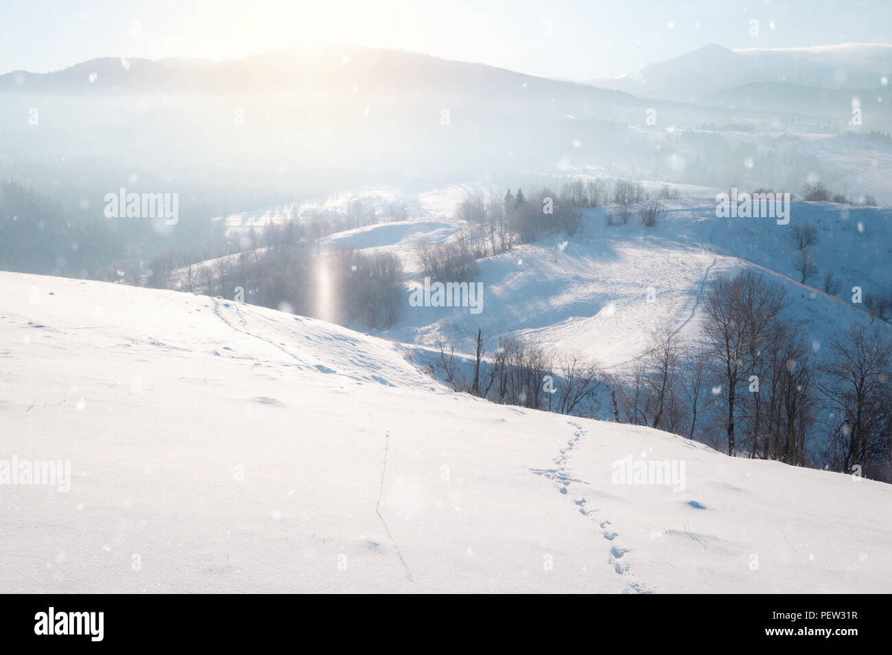 Beautiful winter mountain snowy alpine landscape Stock Photo - Alamy