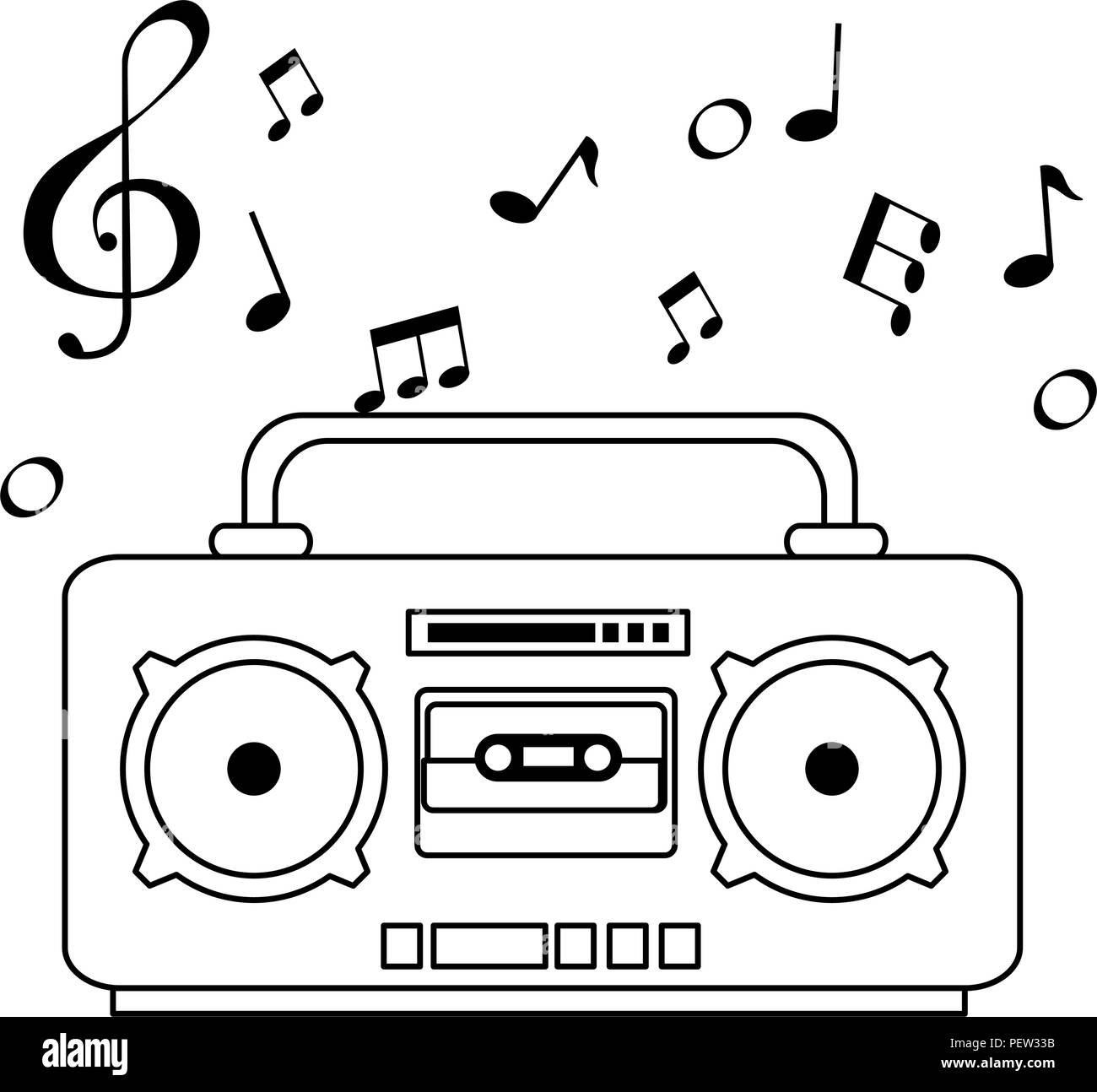 radio music player with notes vector illustration design Stock Vector ...