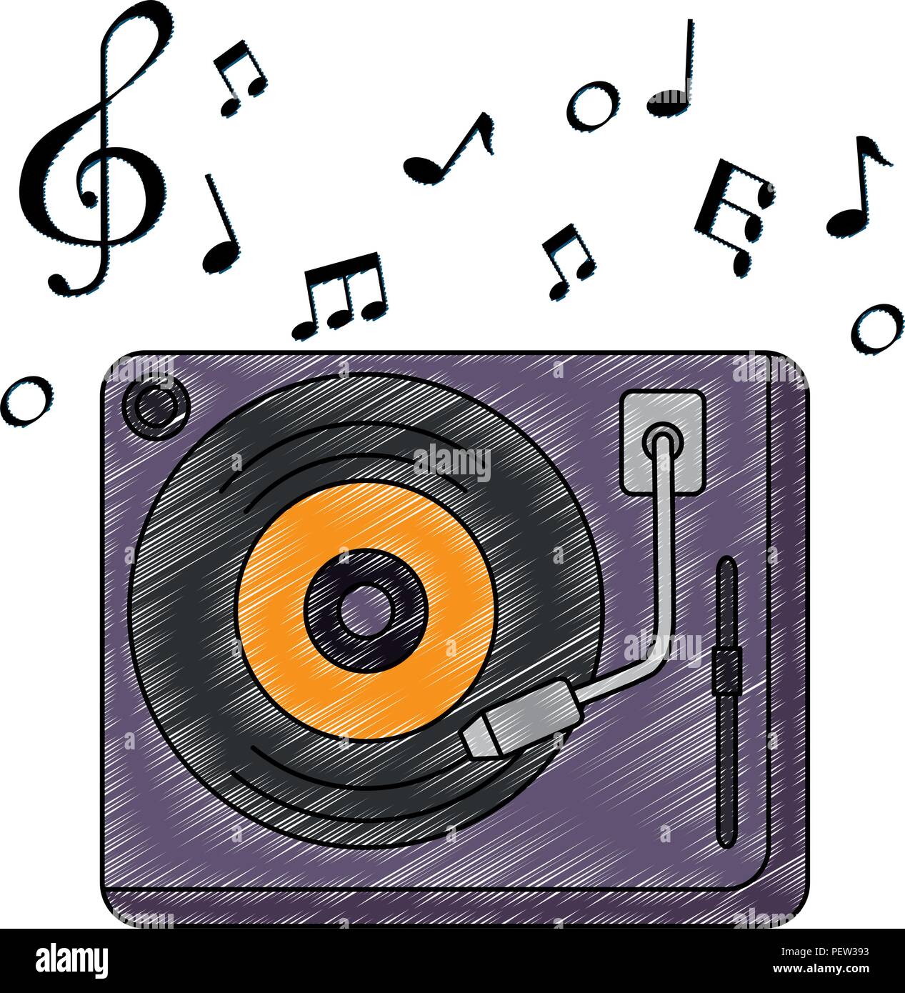 vinyl turntable with music notes vector illustration design Stock ...