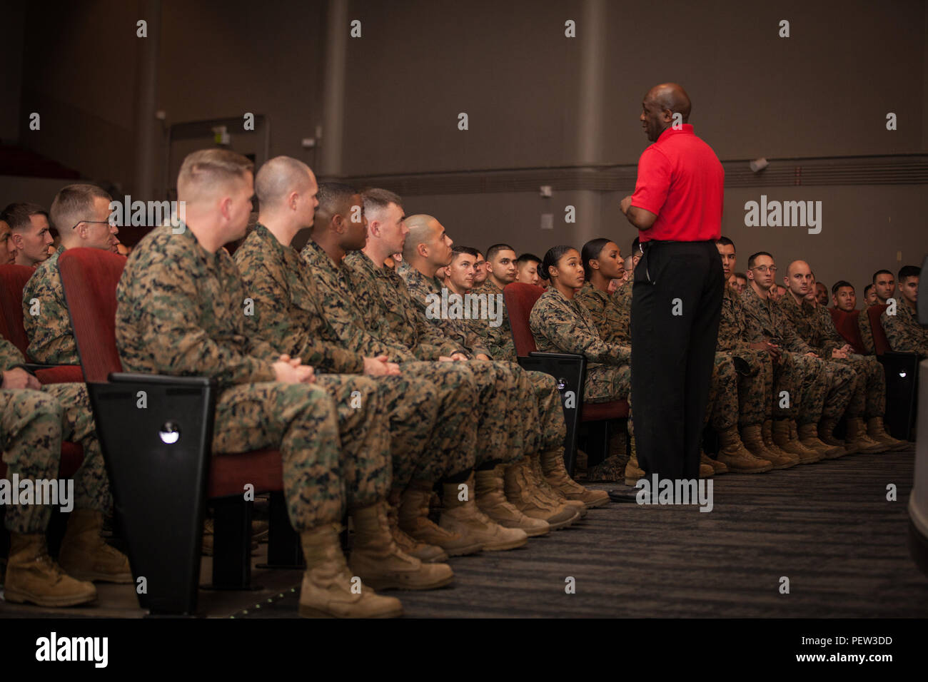 The 18th Sergeant Major of the Marine Corps, Ronald L. Green, speaks to ...