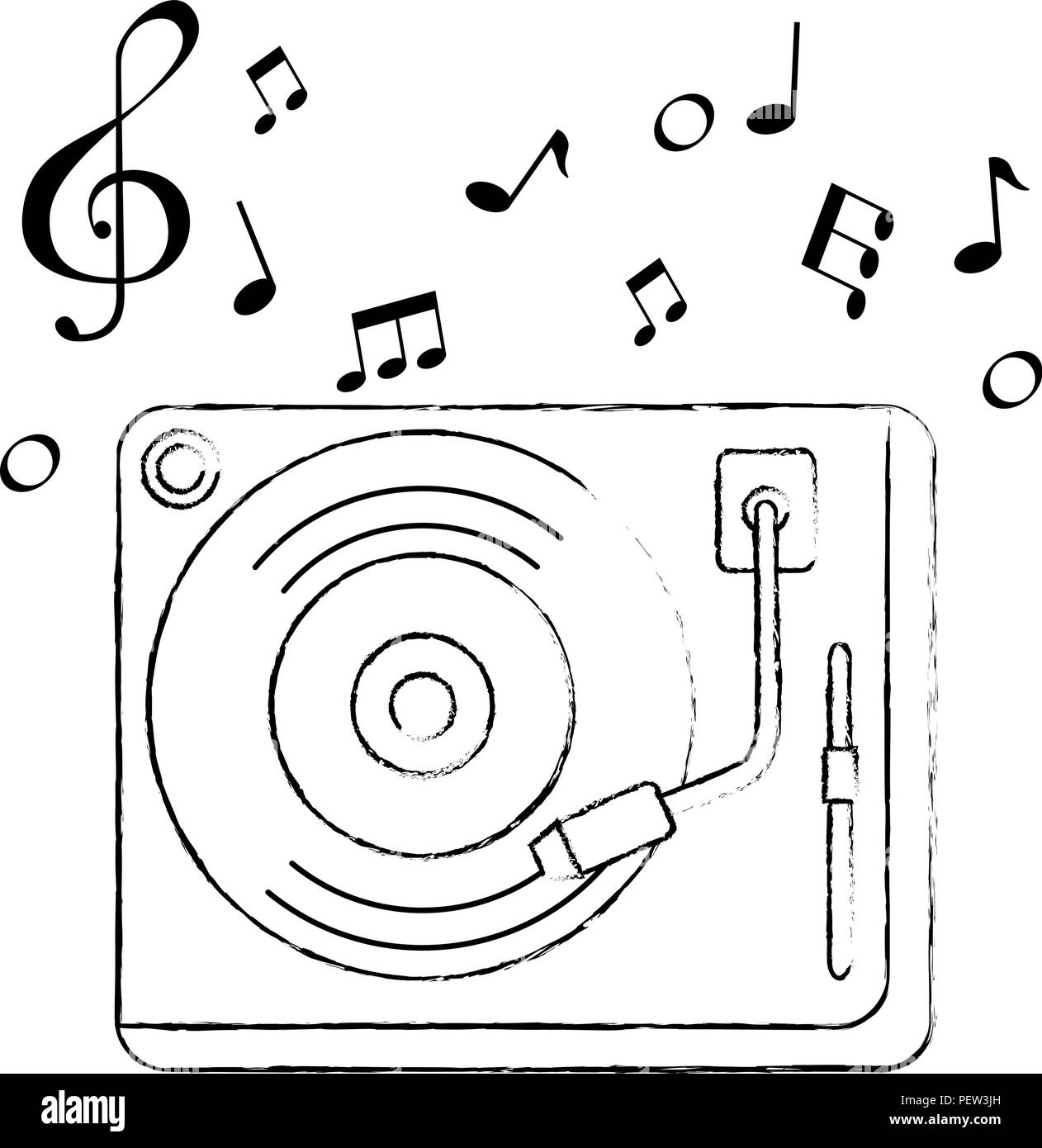 vinyl turntable with music notes vector illustration design Stock ...