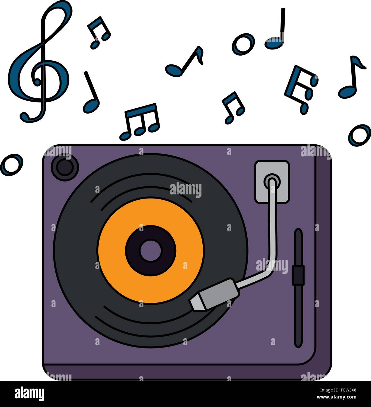 vinyl turntable with music notes Stock Vector Image & Art - Alamy