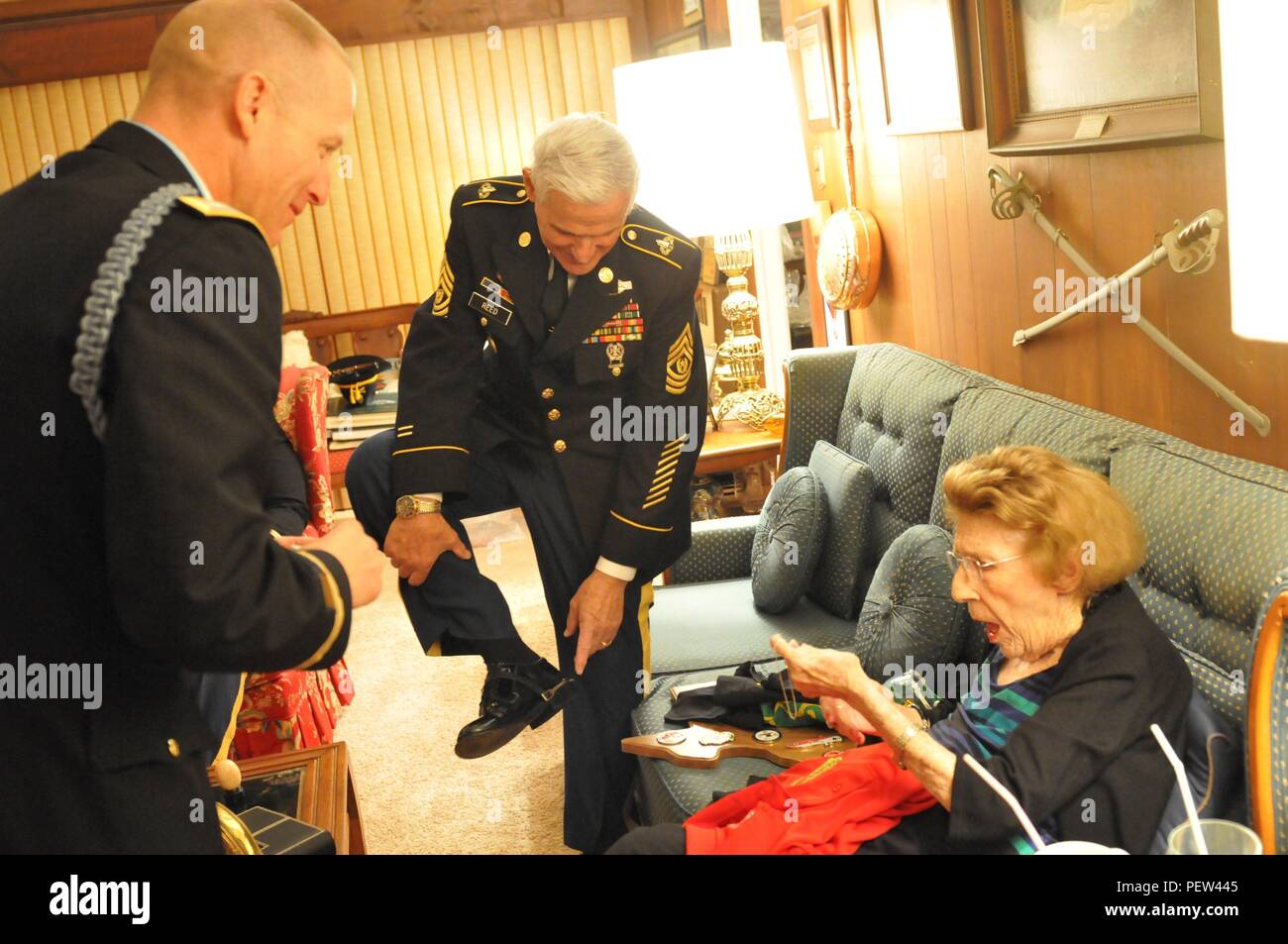 Retired Brig. Gen. Albin Irzyk (center) shares a laugh with Lt. Col ...