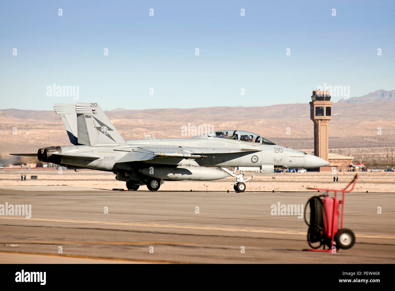 A Royal Australian Air Force No 1 Squadron F/A-18F Super Hornet departs ...