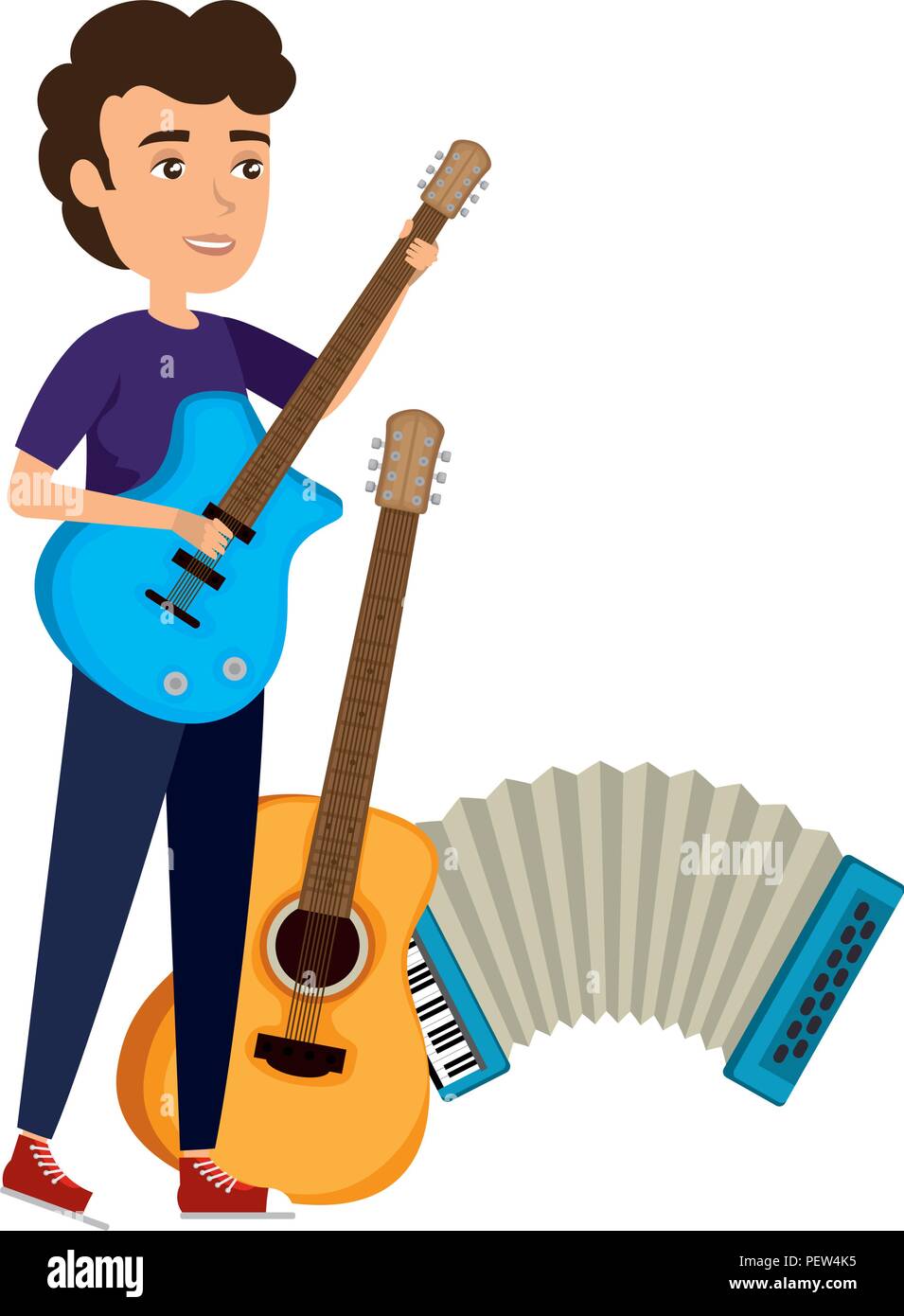 man playing guitar and instruments character Stock Vector Image & Art ...
