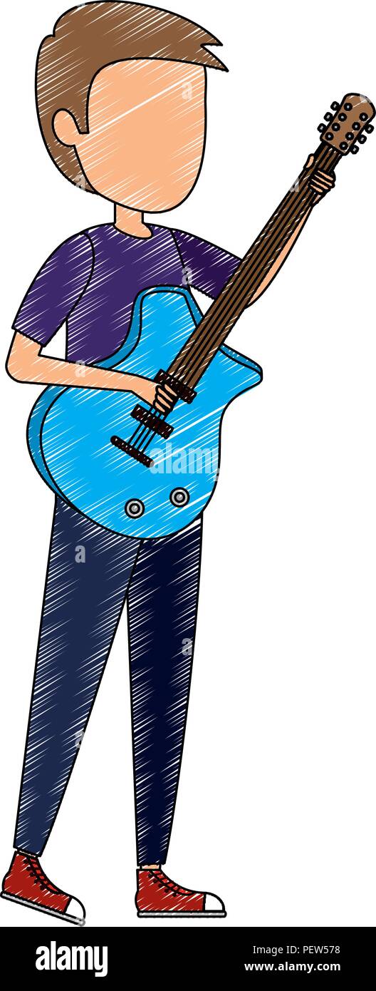 Cartoon Man Playing Electric Guitar High Resolution Stock Photography ...