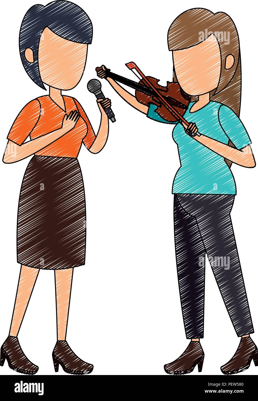 Lady singing sketch Cut Out Stock Images & Pictures - Alamy