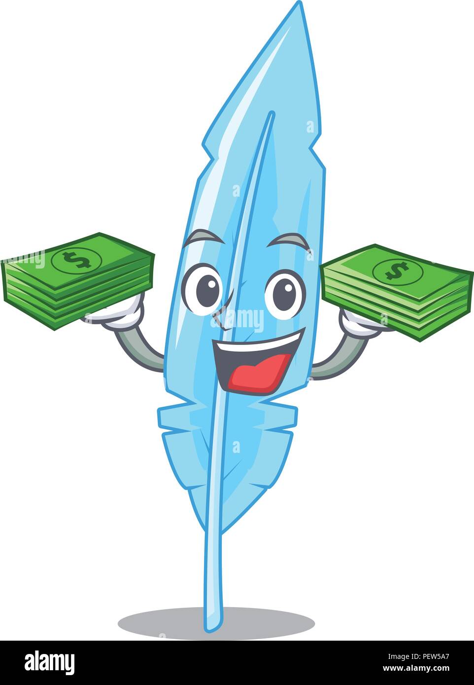 With money hand drawn feather mascot Stock Vector Image & Art - Alamy