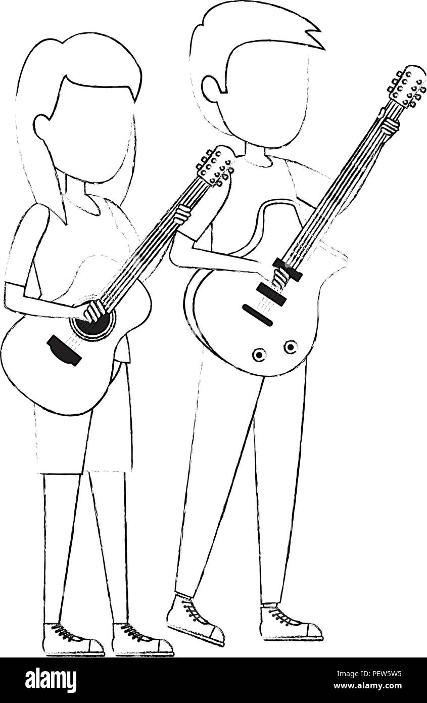 Cartoon musical instruments guitars Stock Vector Images - Alamy