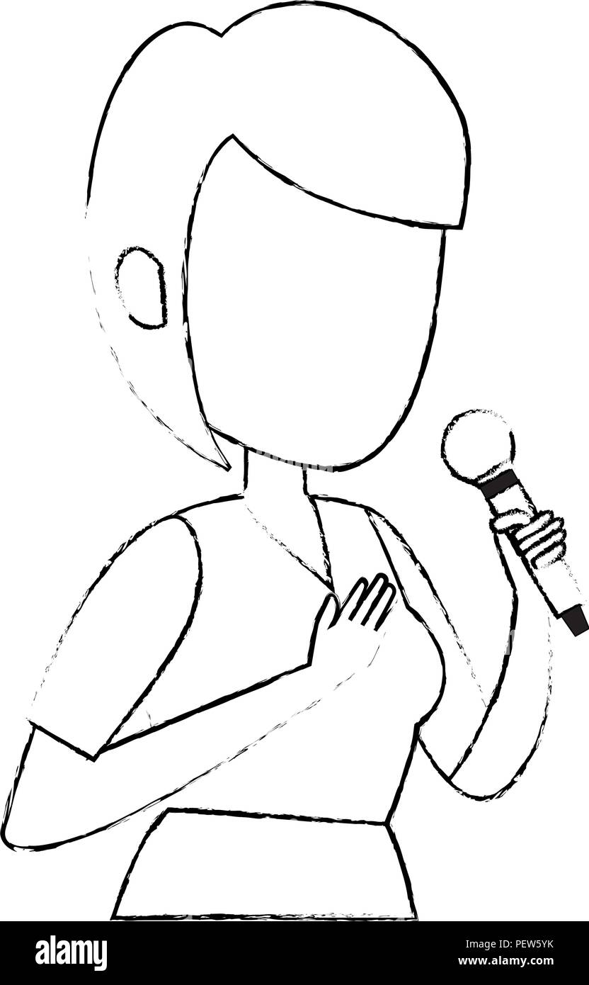 Lady singing sketch hi-res stock photography and images - Alamy