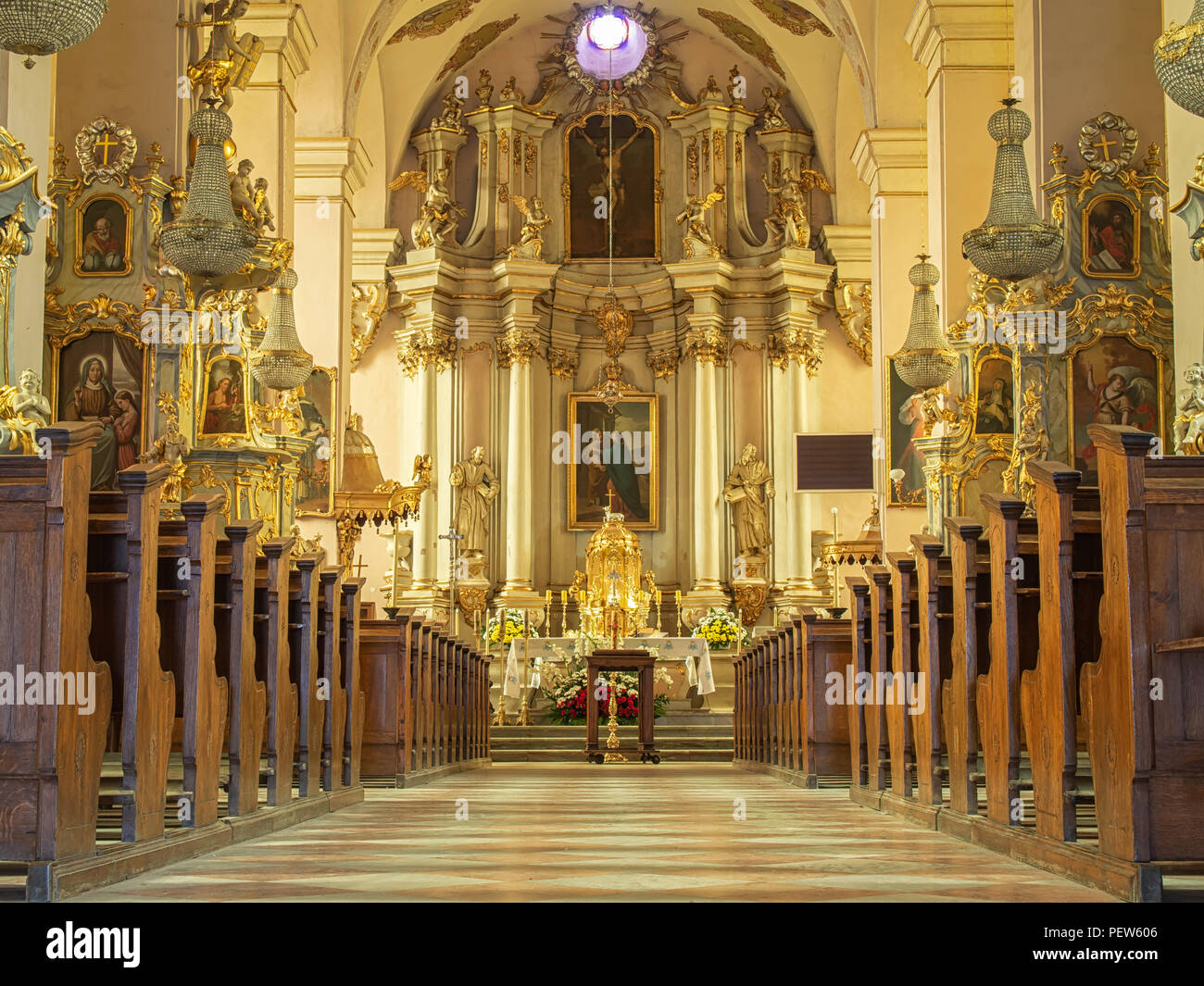 Altar and Apse of the Church of St. Mary in Sejny, Poland Stock Photo ...