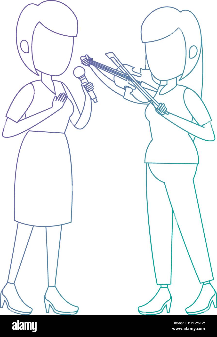 Lady singing sketch Cut Out Stock Images & Pictures - Alamy