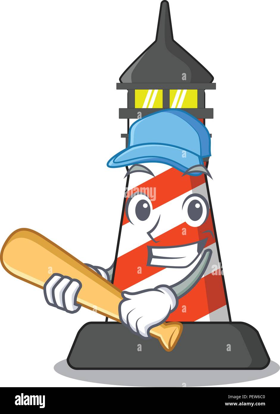 Playing baseball lighthouse character cartoon style Stock Vector Image ...