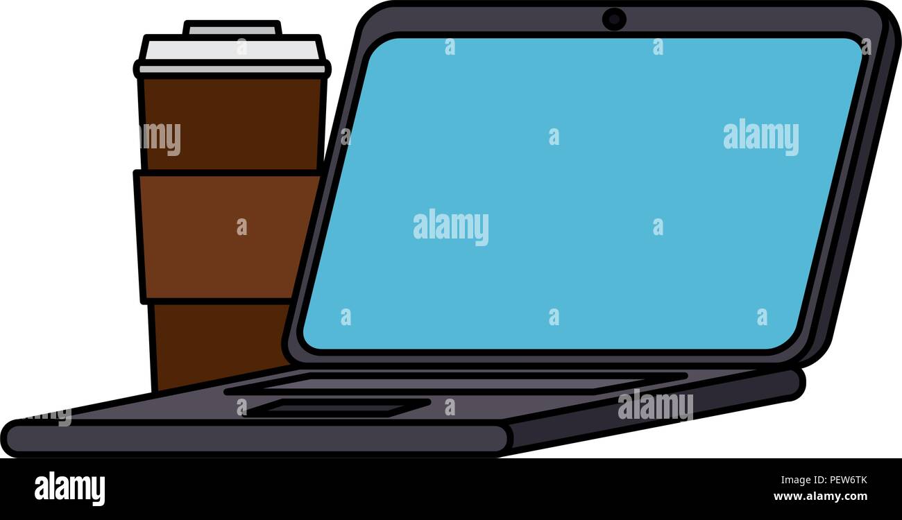 laptop computer with coffee Stock Vector Image & Art - Alamy