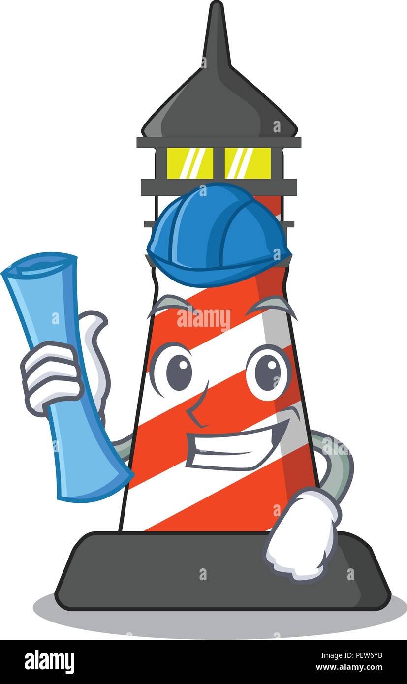 Architect cartoon realistic red lighthouse building Stock Vector Image ...