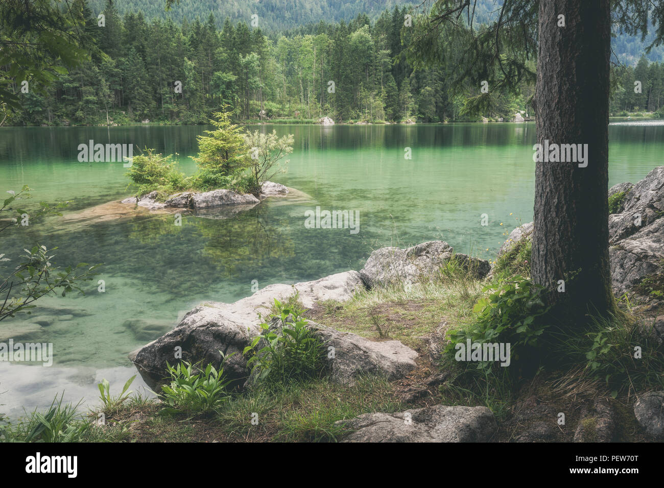 Alpine mountaine summer lake. Gruner see, Austria Stock Photo - Alamy