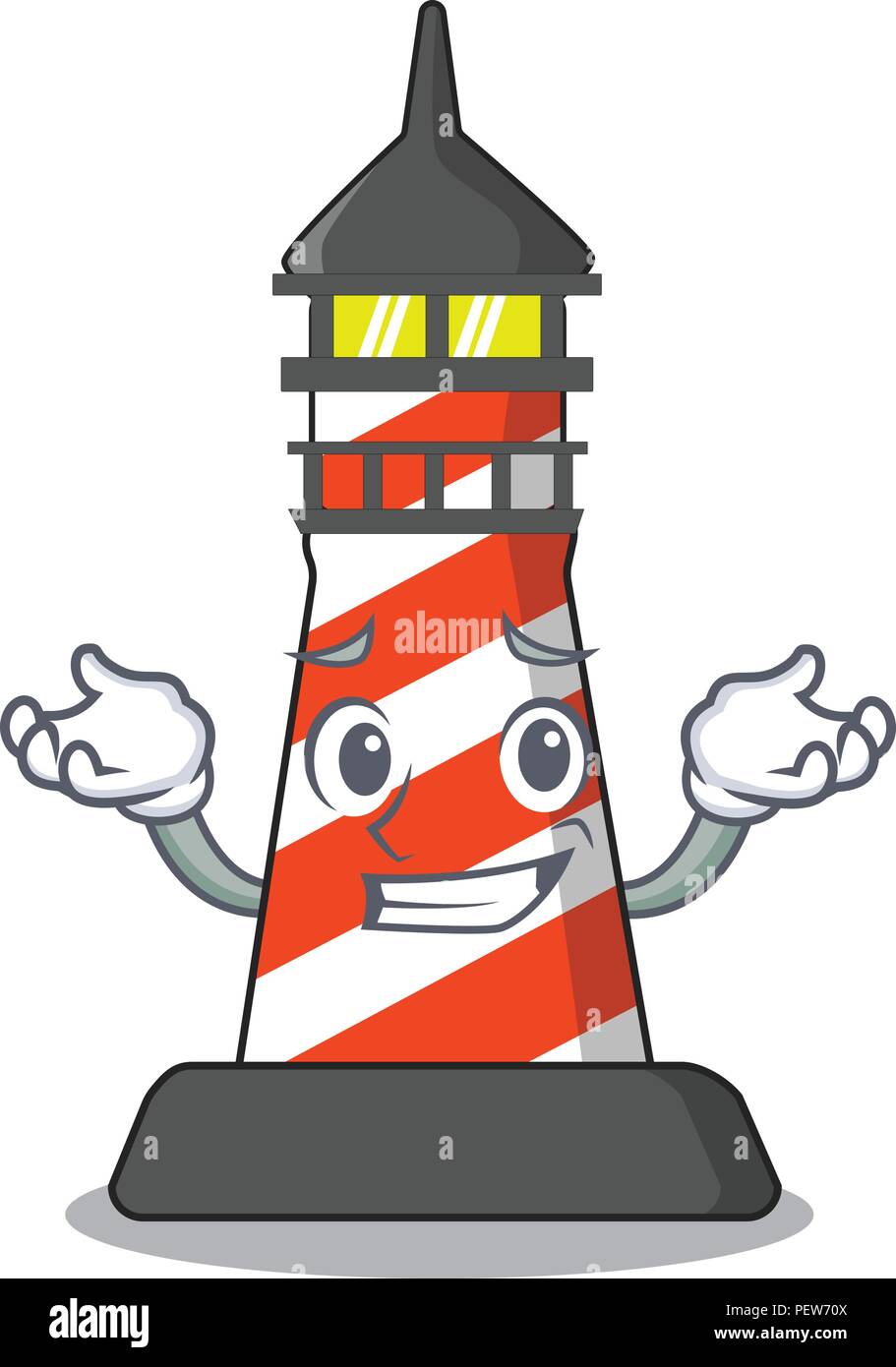 Grinning cartoon realistic red lighthouse building Stock Vector Image ...