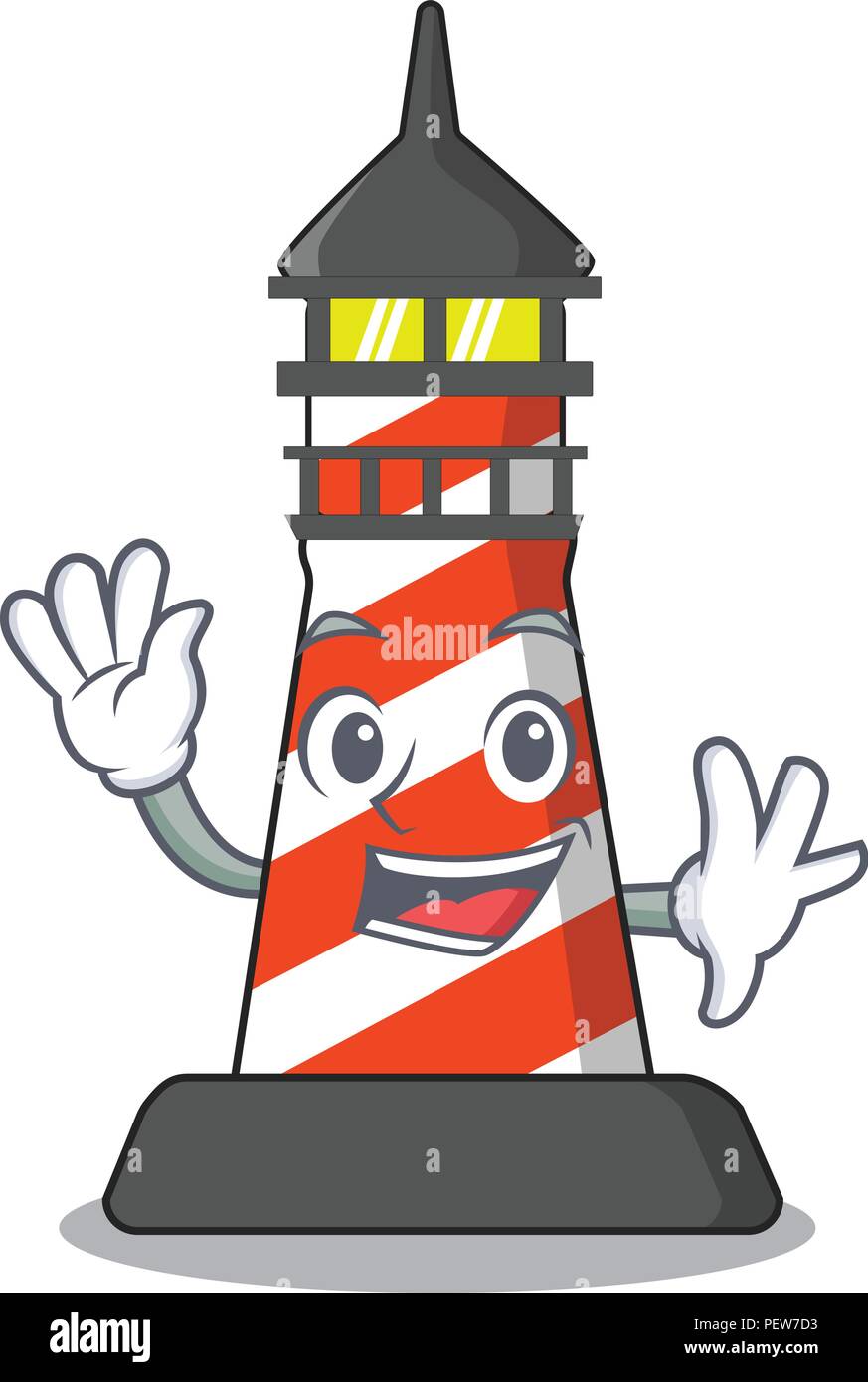 Waving cartoon realistic red lighthouse building Stock Vector Image ...