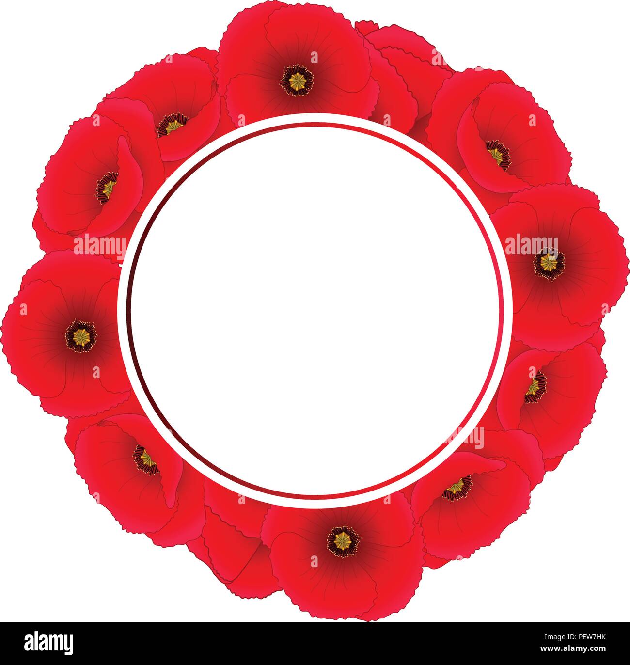 Poppy wreath white background Stock Vector Images - Alamy