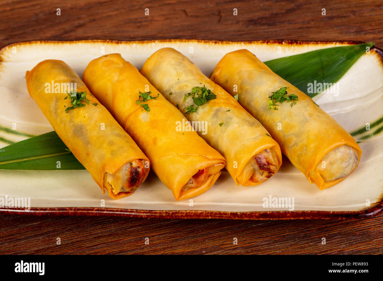 Asian spring roll with seafood Stock Photo - Alamy