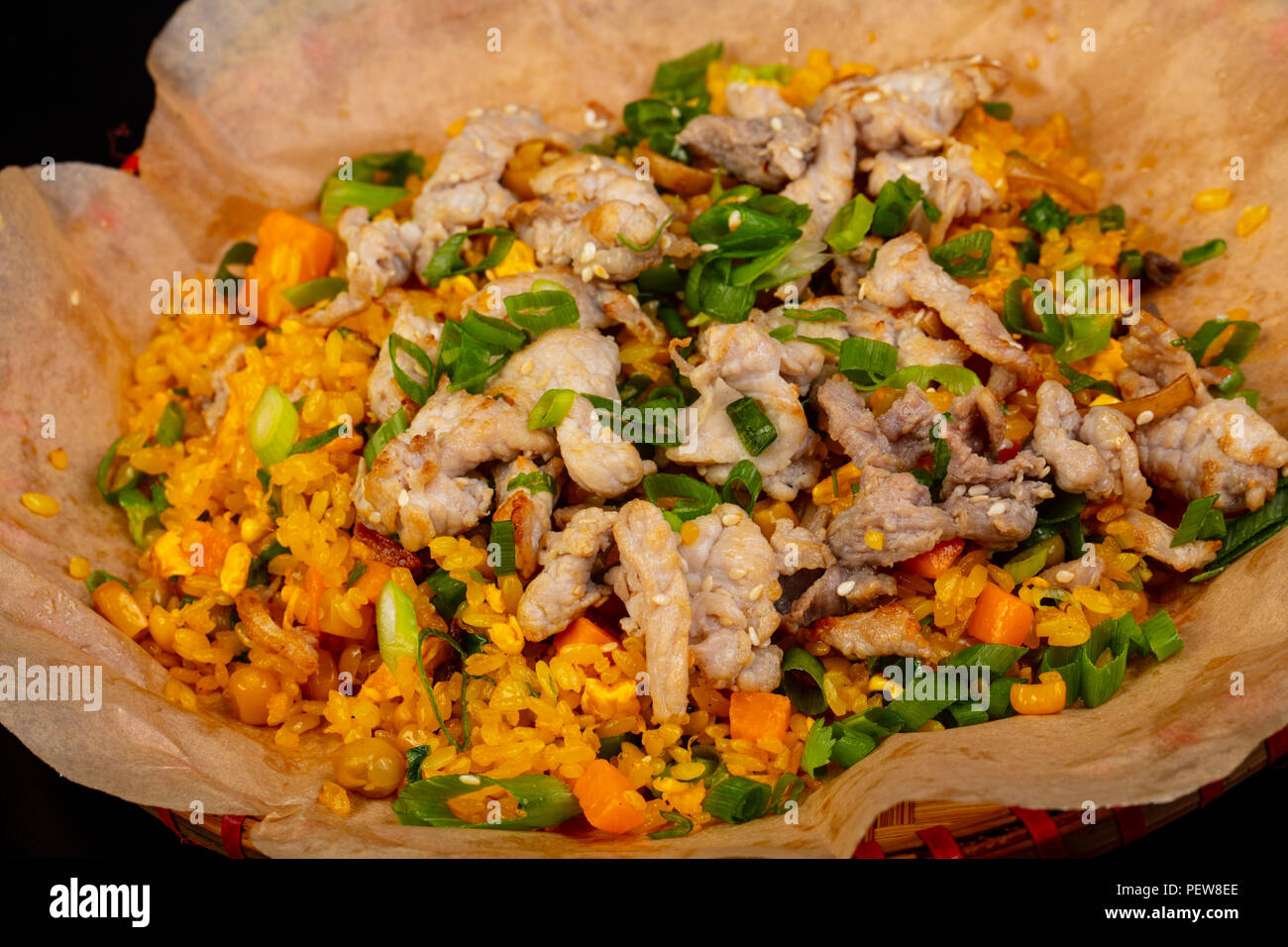 Asian cuisine Fried rice with meat Stock Photo - Alamy