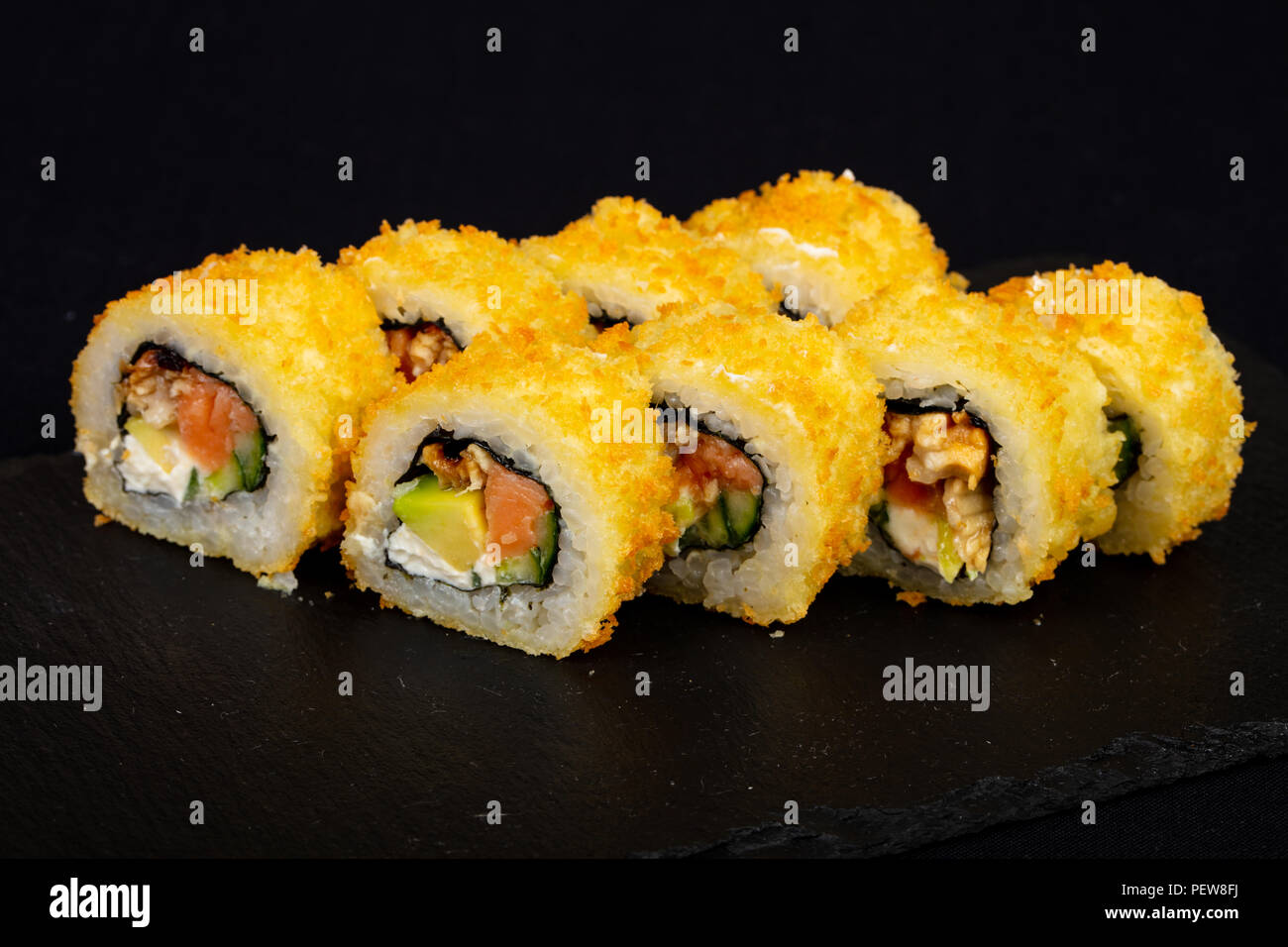 Japanese warm tempura roll with fish Stock Photo - Alamy