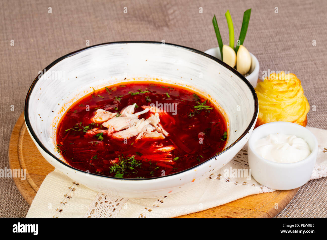Traditional Borsch with meat and cabbage Stock Photo - Alamy