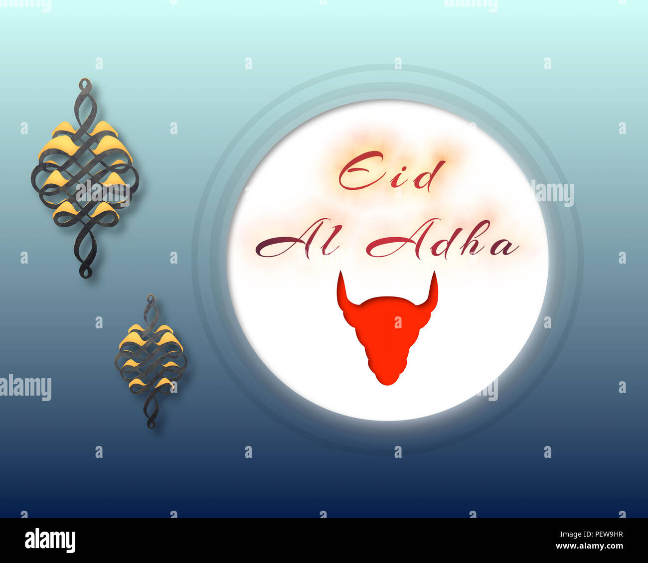 Eid al-Adha handwritten lettering with steer shape for eid Mubarak ...