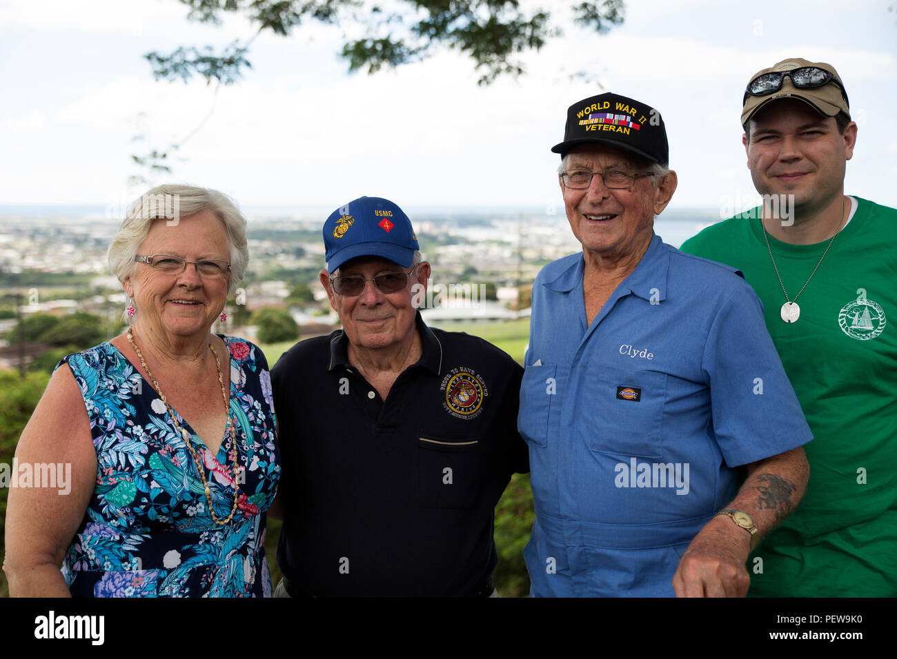 Nancy Mancke, Bill Mancke, Clyde Hansen and his son Matt Hansen stand ...