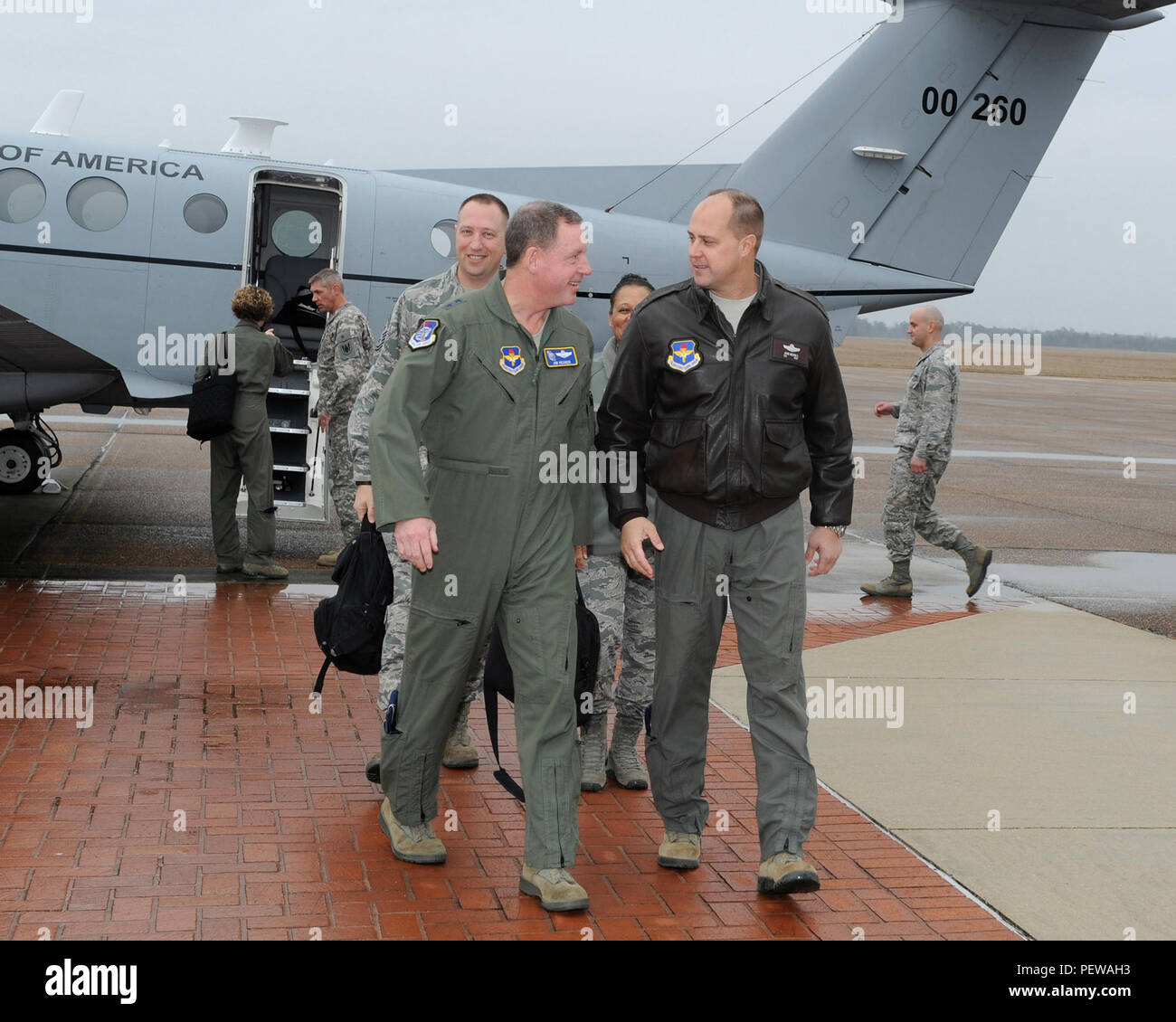 Maj. Gen. James Hecker, 19th Air Force commander, and Chief Master Sgt. Robert Boyer, 19th Air ...