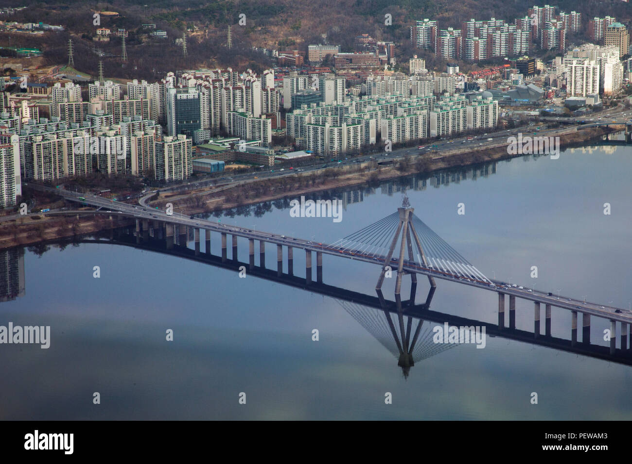 The top view of Seoul City, Korea. beautiful landscape of Seoul skyline ...