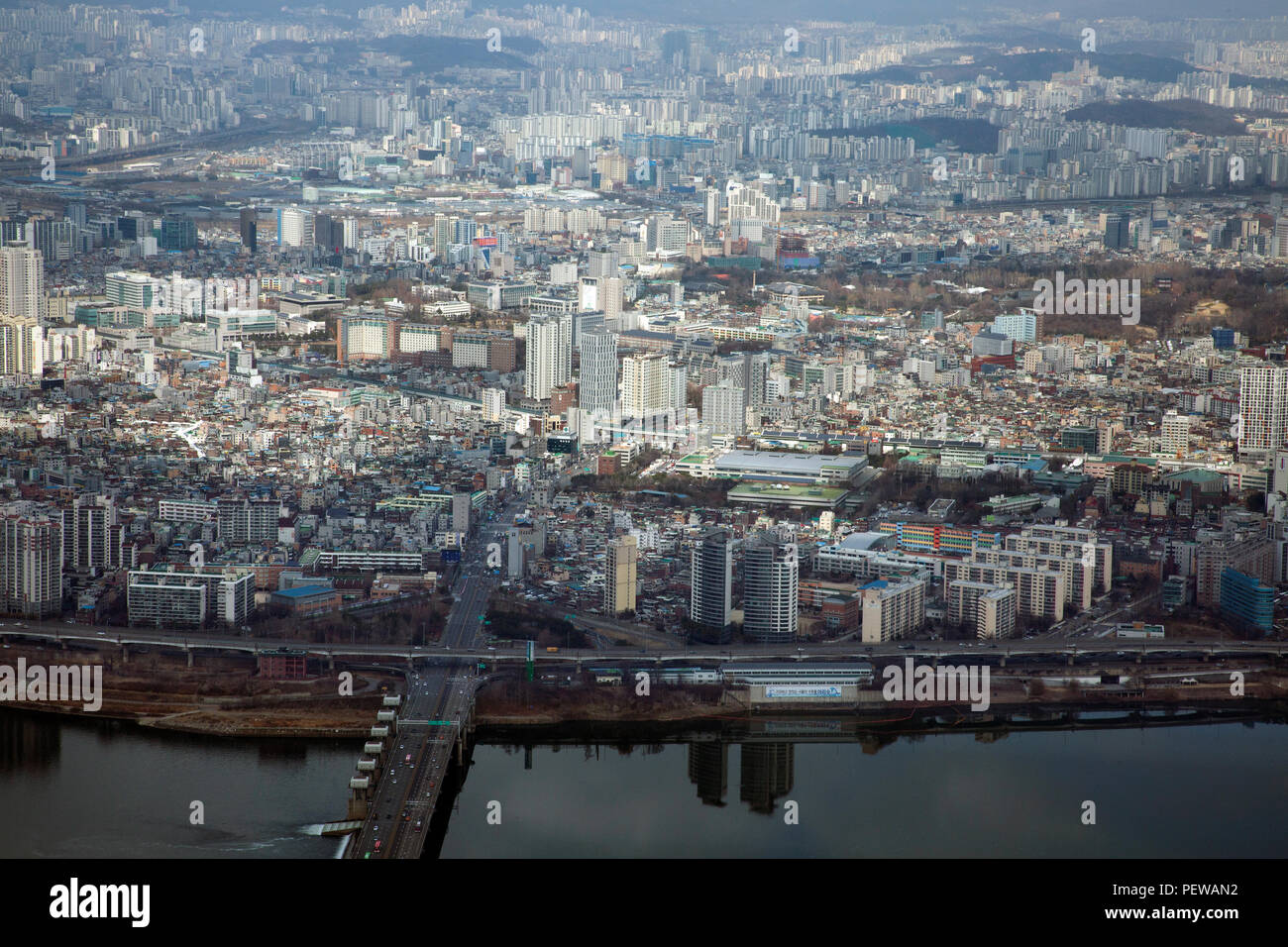 The top view of Seoul City, Korea. beautiful landscape of Seoul skyline ...