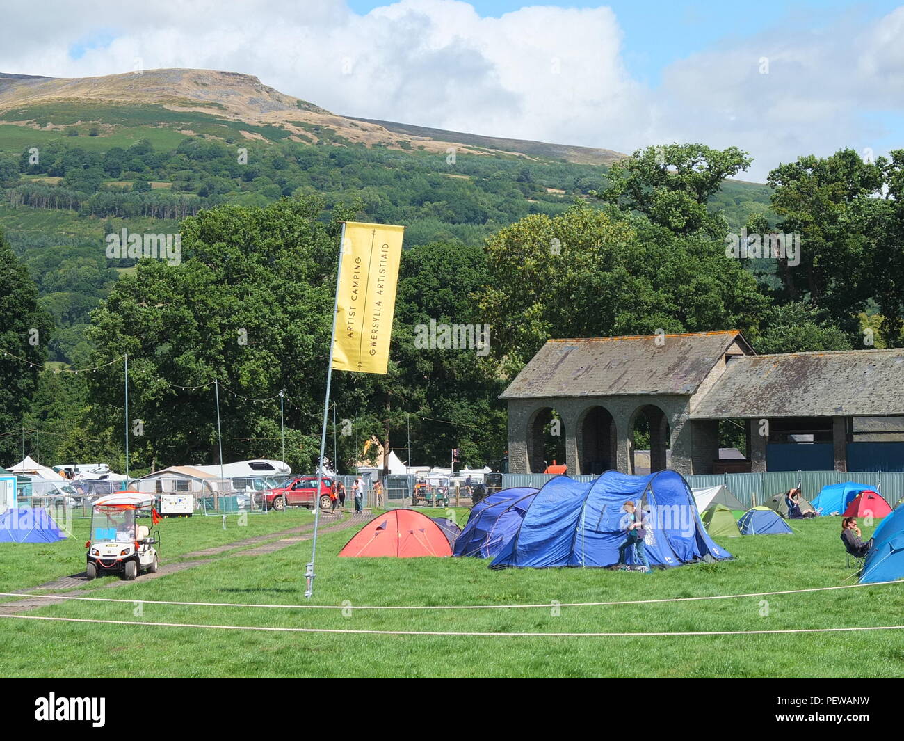 Artist camping area at the Green Man festival held on the Glanusk ...