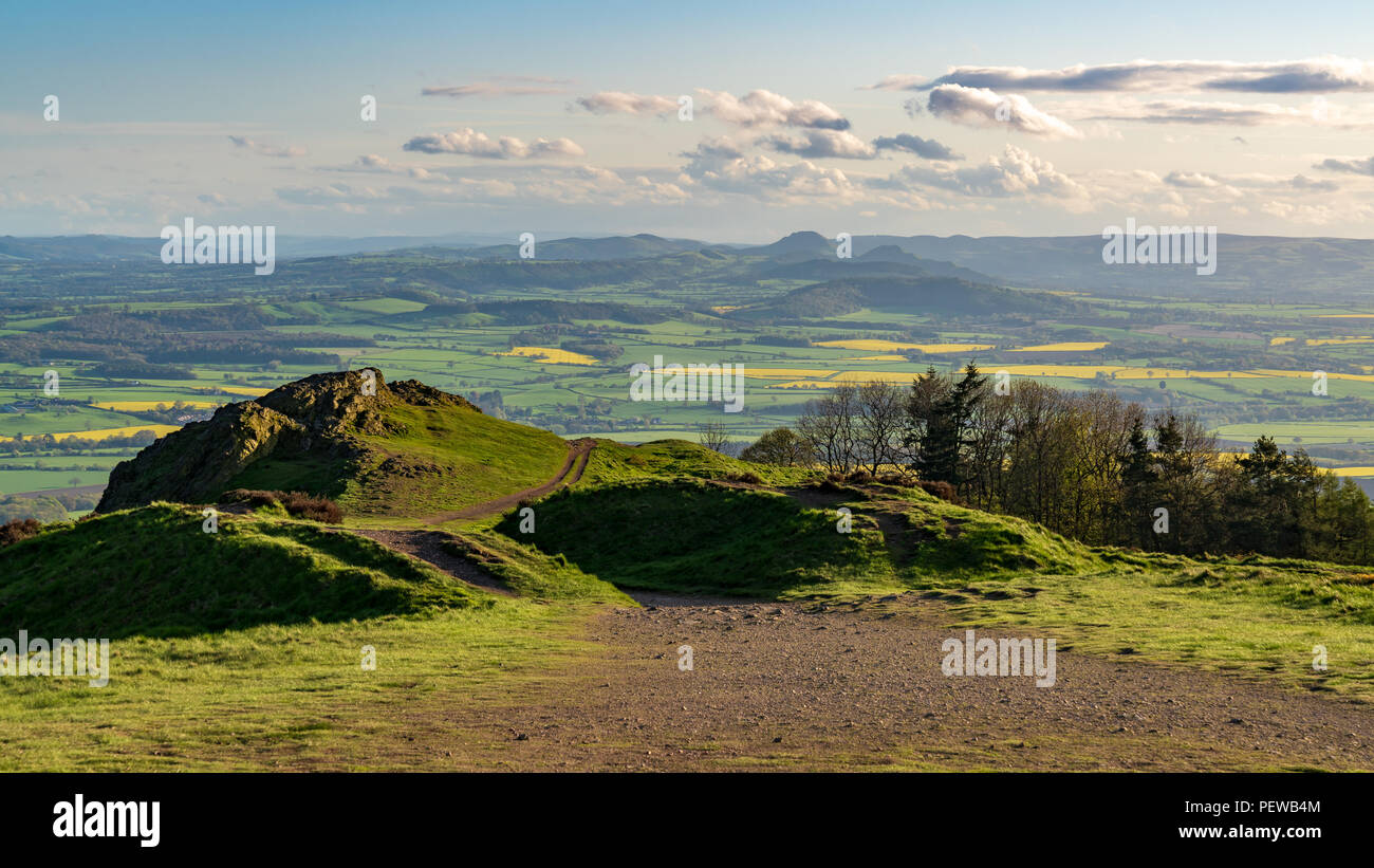 View from the Wrekin, near Telford, Shropshire, England, UK - looking ...