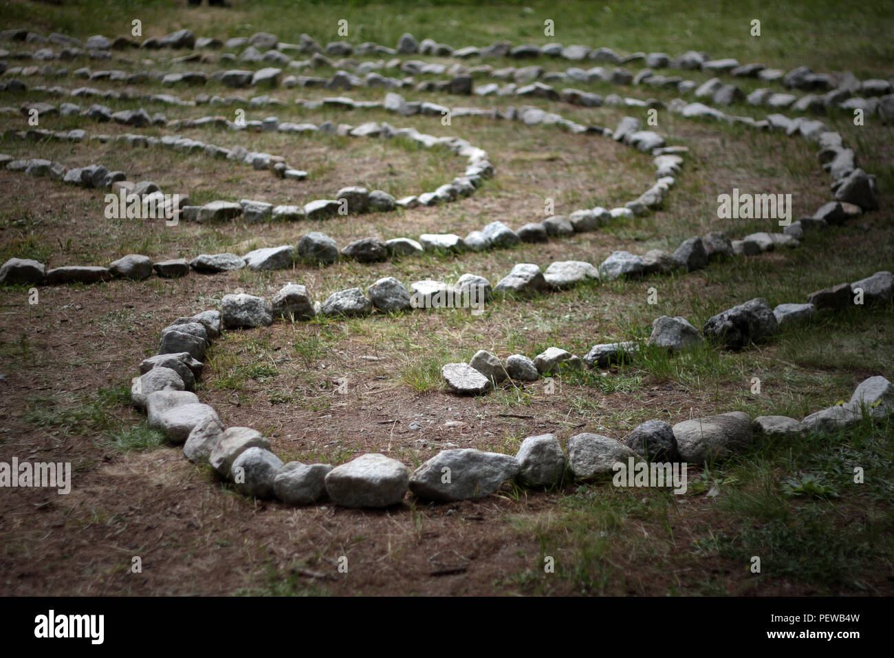 Celtic maze stone labyrinth at celtic festival in italy hi-res stock ...