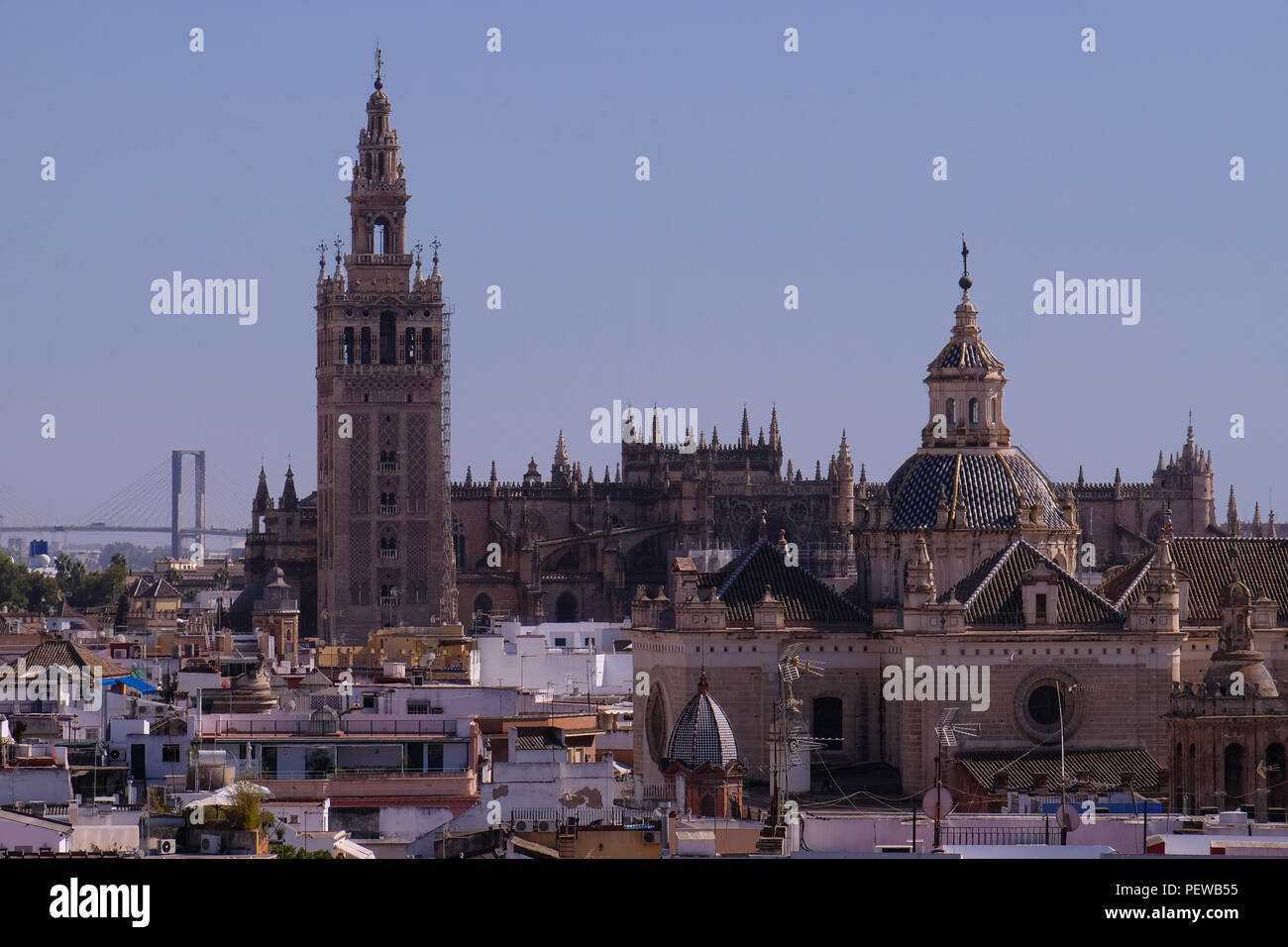 Landscape view of the city of Seville from the Metropol Parasol, with ...