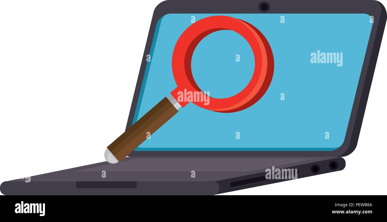 laptop computer with magnifying glass Stock Vector Image & Art - Alamy