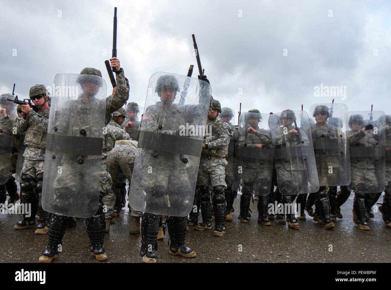 Army military police and Air Force security force specialists form a ...